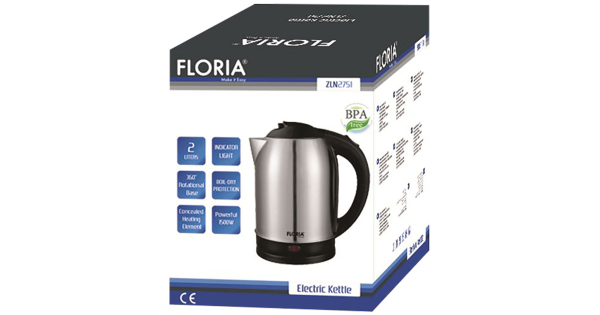 Kuhalo za vodu, 2.0 l, Floria, ZLN2751, 1500 W, INOX